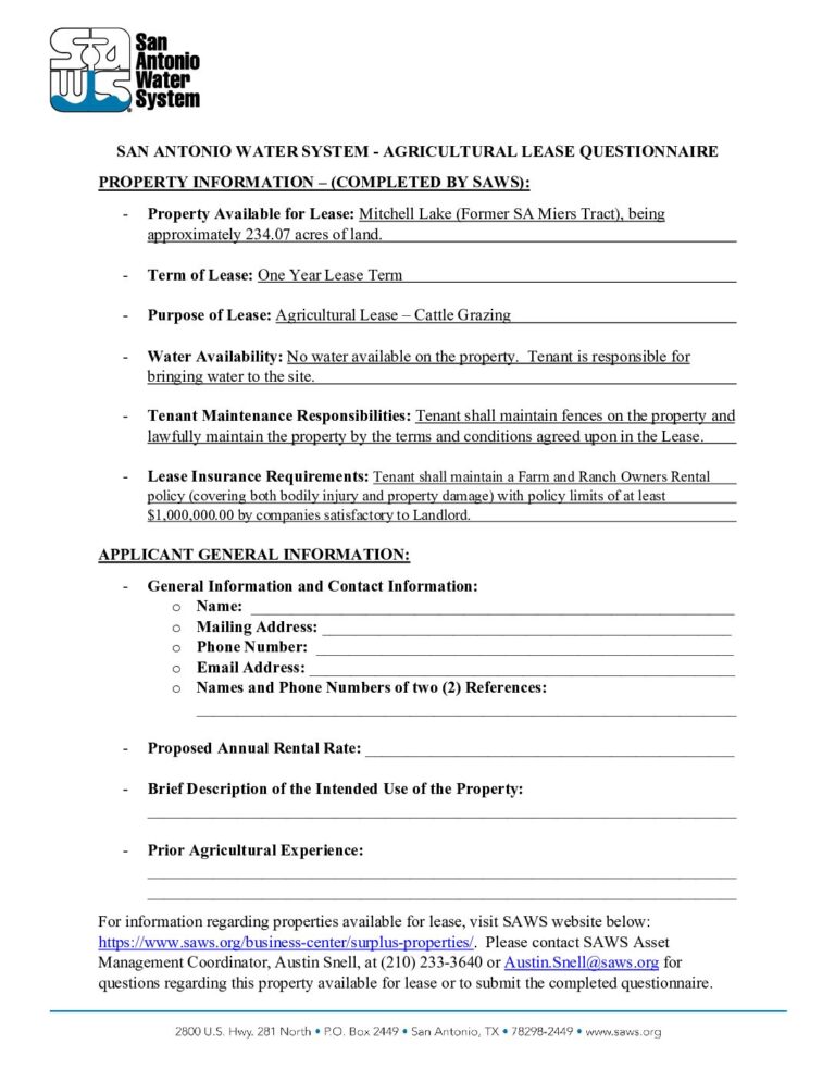 234.07 Acres Available for AG Lease - Mitchell Lake - San Antonio Water ...