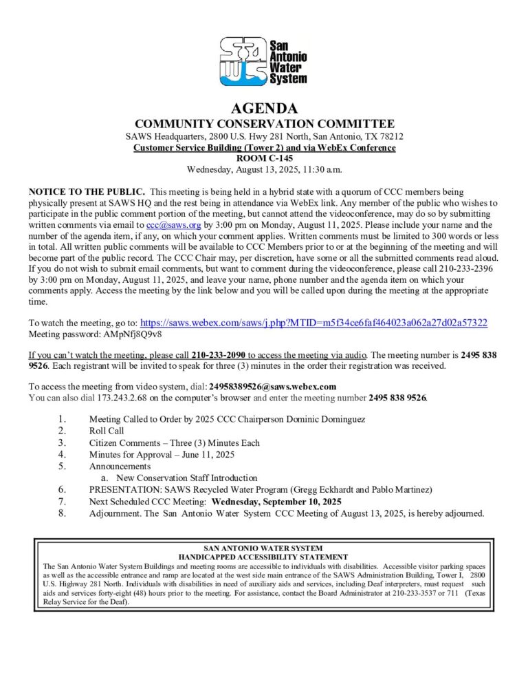 CCC_Agenda_8-13-2025 - San Antonio Water System