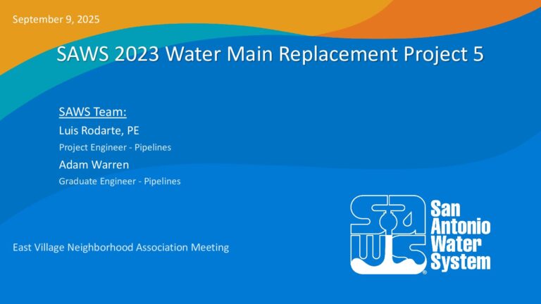 2025-09-09_SAWS WMR Project 5 EVNA Meeting_PPT - San Antonio Water System